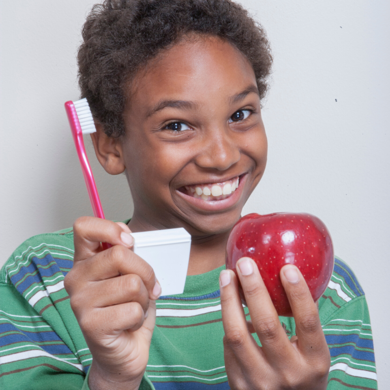 black boy apple tooth brush and floss - City Kids Dental - North Shore